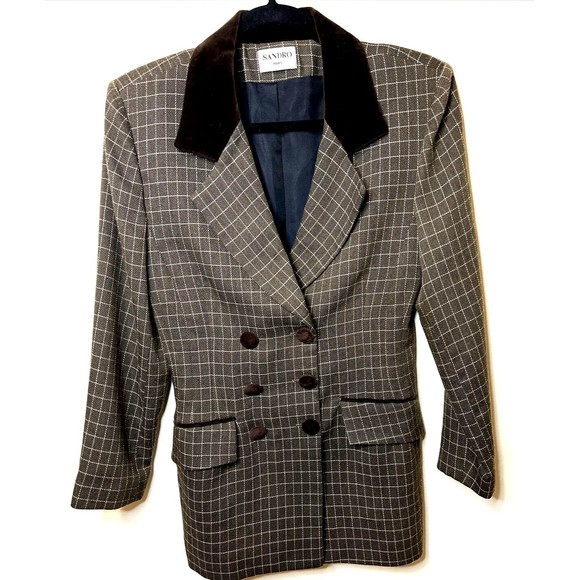 Vintage | Jackets & Coats | Vintage Sandro Paris Brown Checked ...